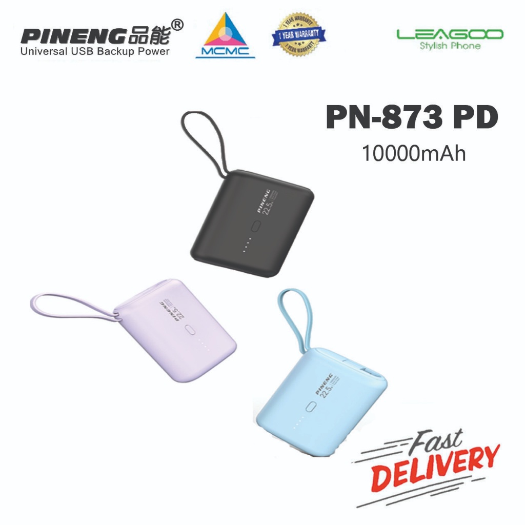 Pineng PN 873 PD Quick Charge 10000mAh Built in Cable TYPE-C and FRUIT ...