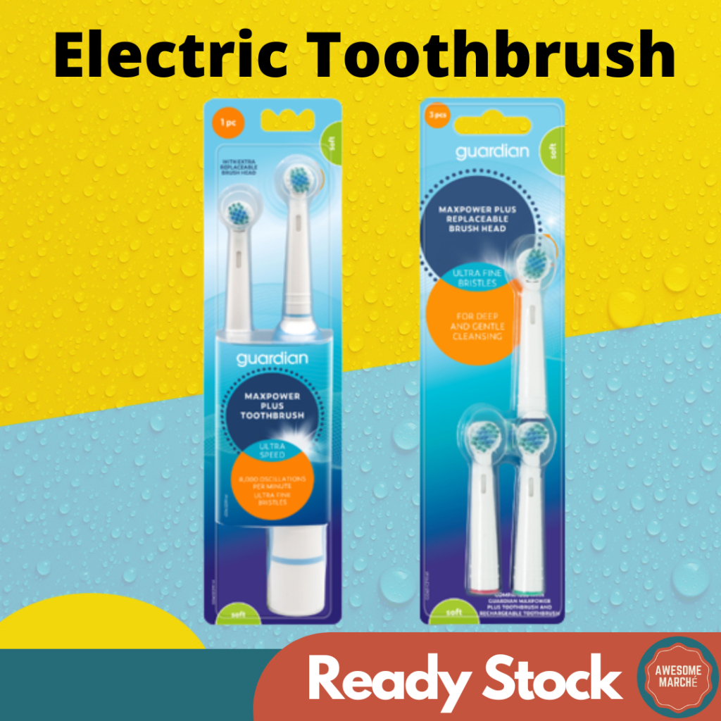 Guardian MaxPower Plus Action Toothbrush + Refill Brush Head Berus Gigi ...