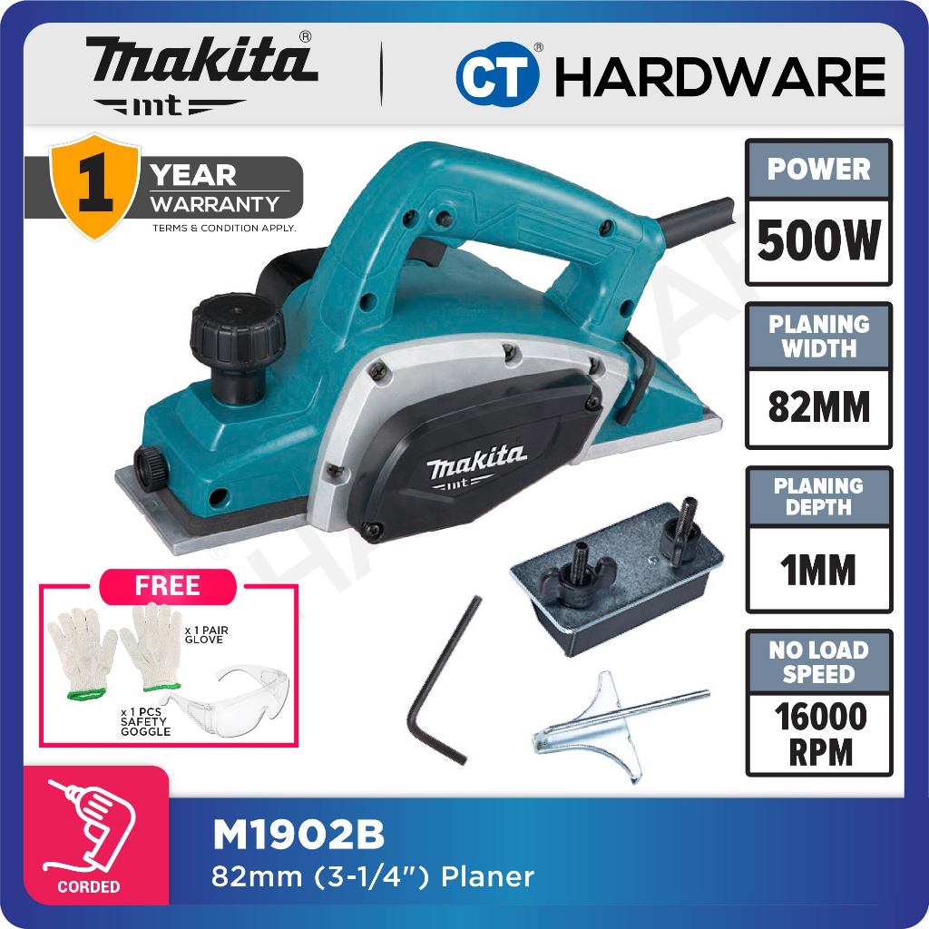 MAKITA MT M1902B CORDED PLANER 82MM (3-1/4") | 580W | 16000RPM | CORD ...