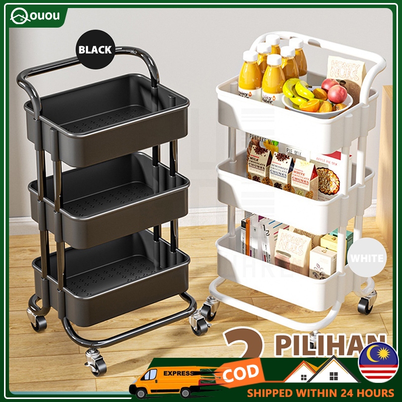 3 Tiers Trolley Rack/Book Shelving Toys/Shelves Home Kitchen Rack/Troli ...