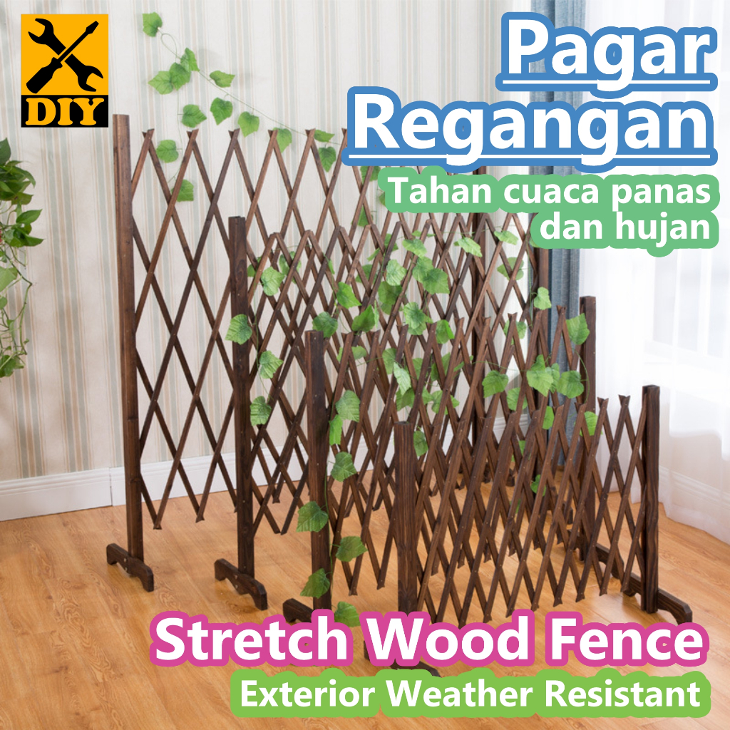 Pagar Kayu Stretch Wood Fence Barrier Garden Fence Portable Wood ...