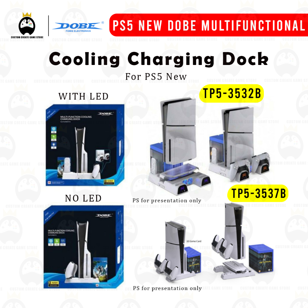 DOBE MULTIFUNCTION COOLING CHARGING DOCK FOR PS5 DISC DIGITAL PS5 SLIM ...