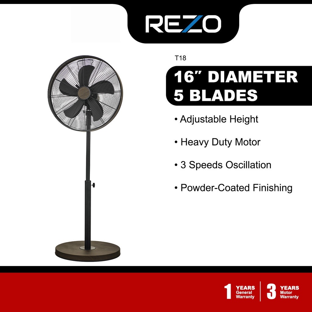 [Kingsman Electrical] REZO Stand Fan 16inch 5 Blade S16 Heavy Duty ...