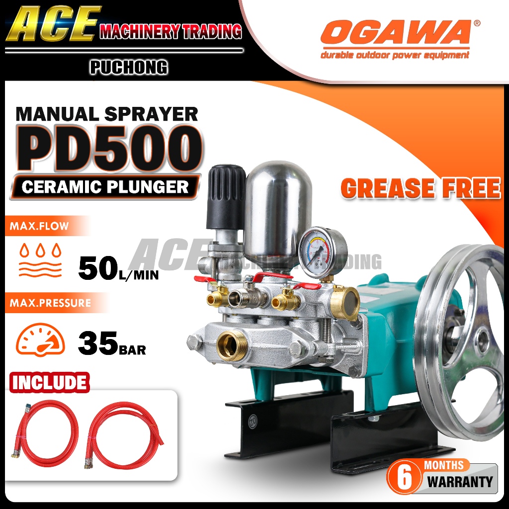 [ 100% Original ] OGAWA PD500 - MANUAL CERAMICS PLUNGER POWER SPRAYER PUMP HEAD GREASE FREE ...