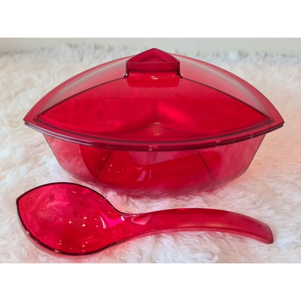 🔥READY STOK🔥 [ORI💯] TUPPERWARE Red Roza Bowl with Laddle 2.2L / Red ...