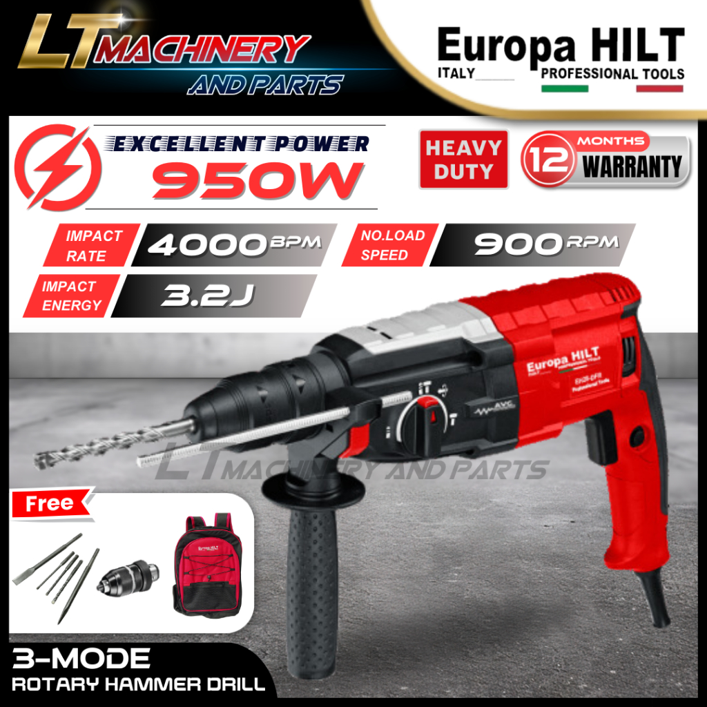 [ 12 Months Warranty ] Europa Hilt 950W 3 in 1 Rotary Hammer Drill ...