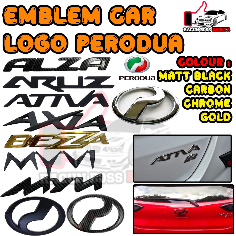READY STOCK !!! EMBELM LOGO CAR CARBON MATT BLACK CHROME GOLD FOR ...