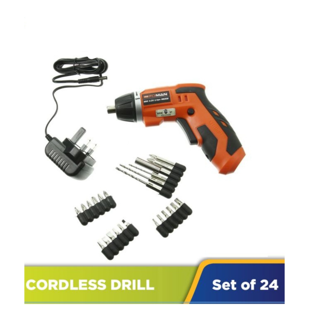 PRO FIXMAN Cordless Screwdriver Drill Set Pemutar Skru Auto Tanpa Wayar ...