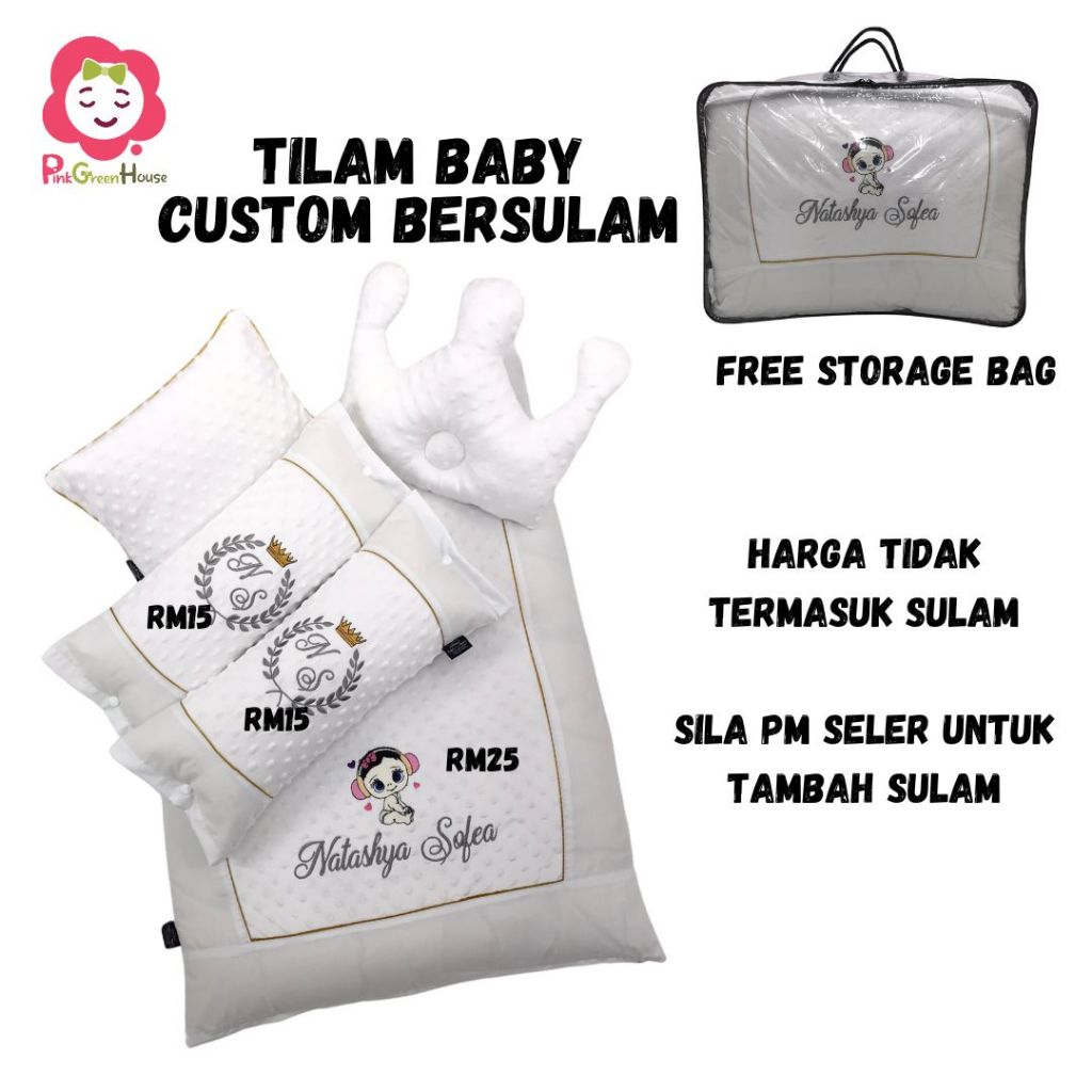 Set Tilam Baby Kekabu Newborn Travel 24x34x4 Inch Murah Tambah Sulam ...