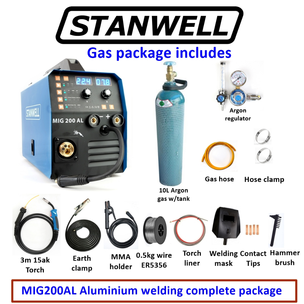 Stanwell MIG200AL MIG Aluminium welding machine with Argon gas set ...