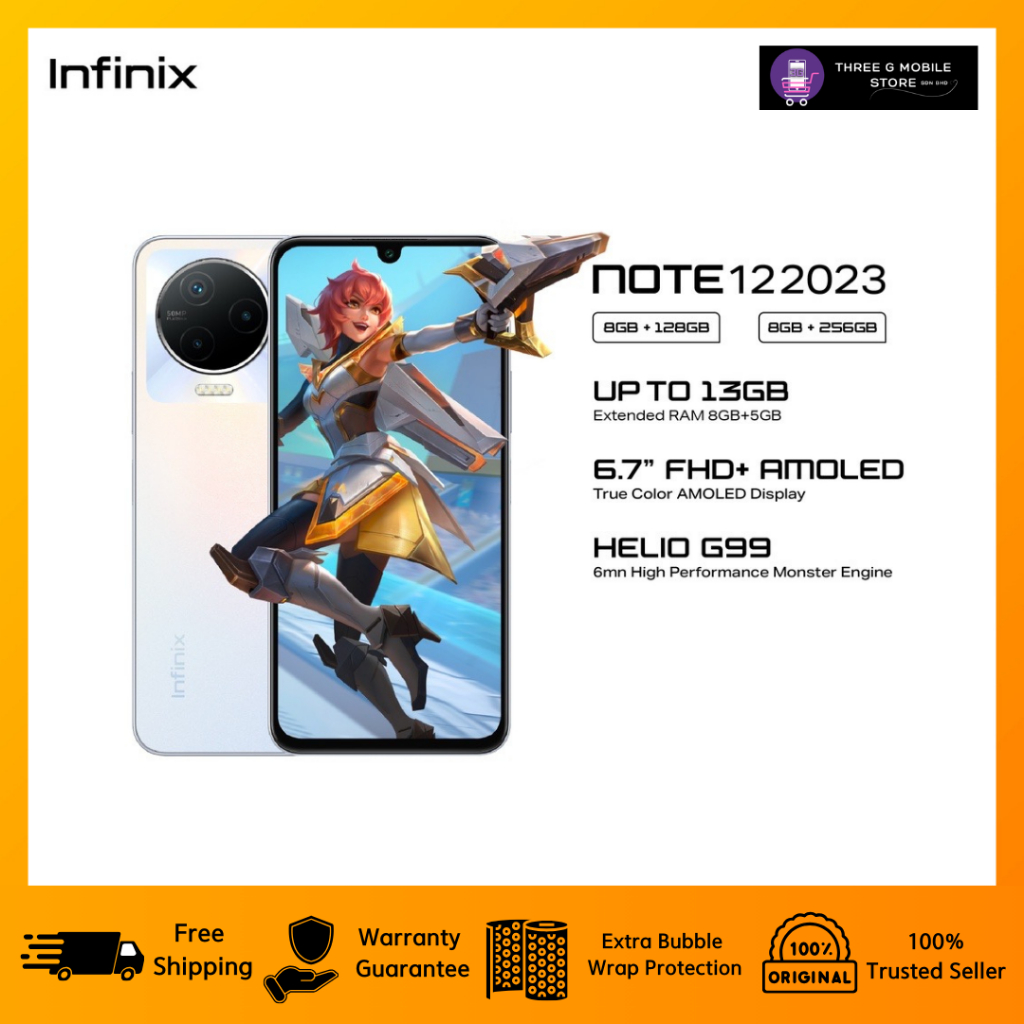 Infinix Note 12 2023 (8GB RAM + 128GB/256GB ROM) Helio G99 Amoled FHD+ ...