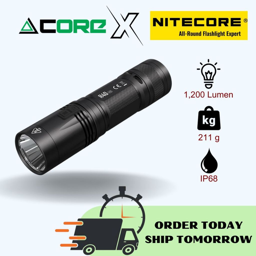 🔥100% ORIGINAL🔥 Nitecore R40 V2 1200 Lumens Flashlight | Shopee Malaysia