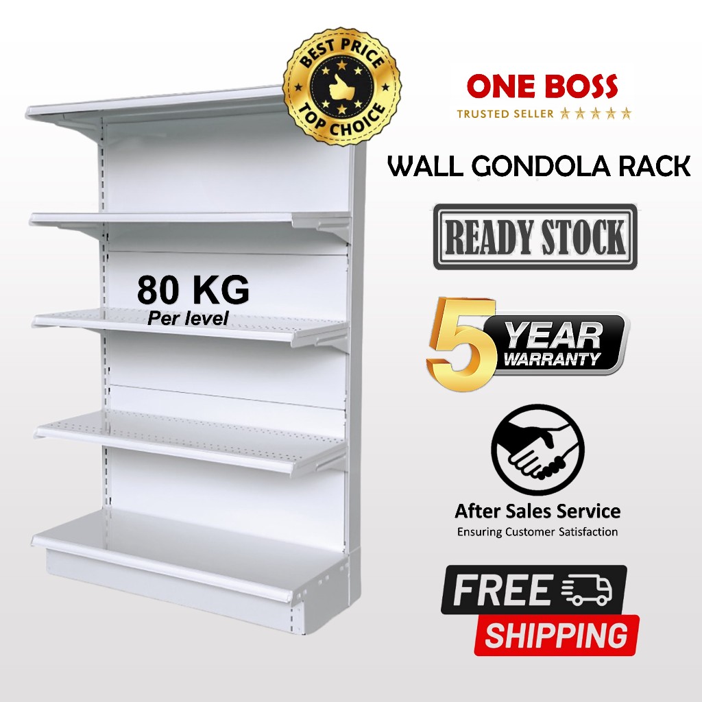 ONE BOSS Wall Gondola single join black plate netting mini market rack ...