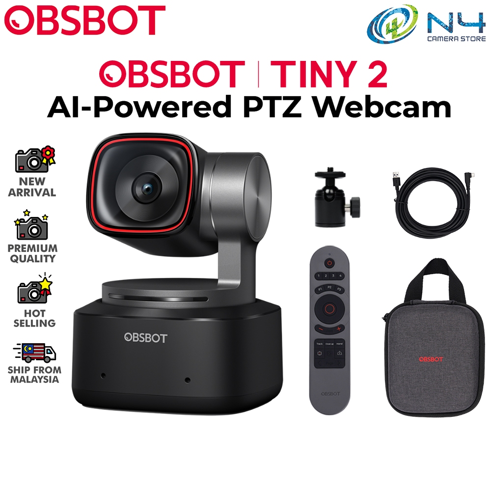 OBSBOT Tiny 2 / Tiny2 Webcam 4K Voice Control PTZ AI Tracking & Auto ...
