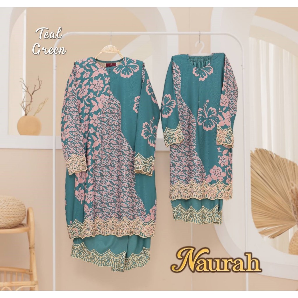 Baju Kurung Naurah Ibu Anak,Kurung Sulam corak Batik,Kurung sedondon ...