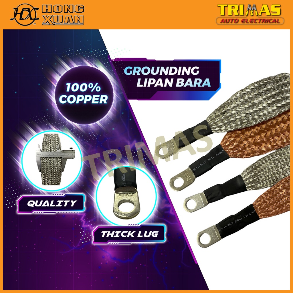 TRIMAS Grounding Cable Lipan Bara Braided Earth 100% Pure Tembaga Full ...
