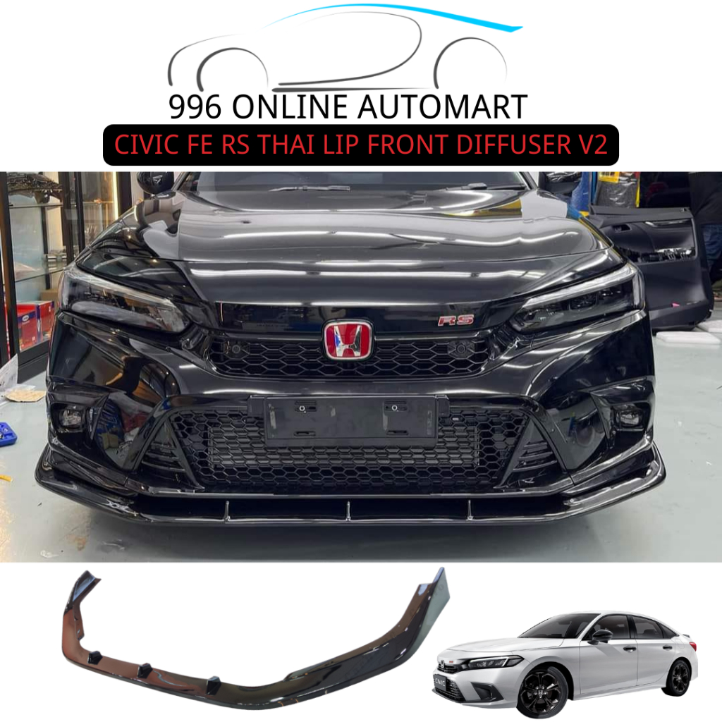HONDA CIVIC FE 2022-PRESENT RS THAI LIP V2 FRONT DIFFUSER/ FRONT LIP ...