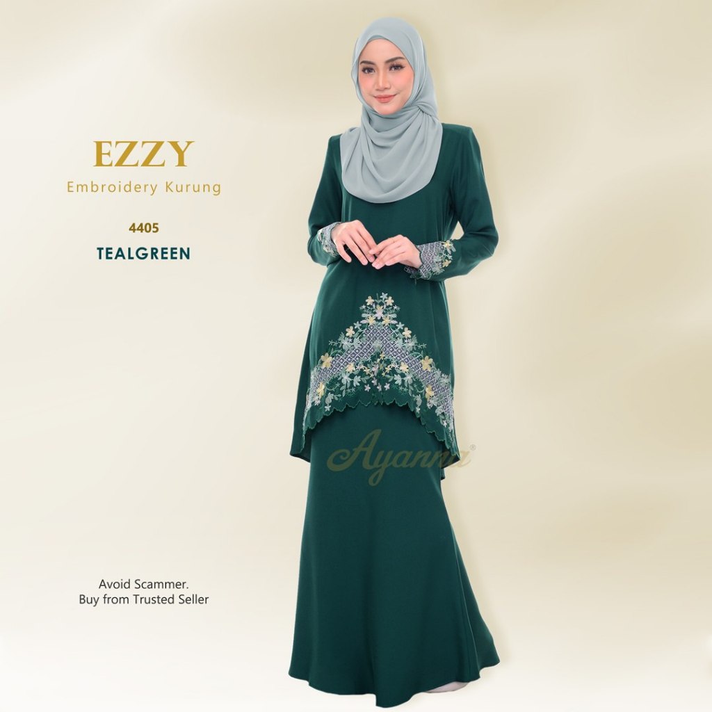 Tema Teal Green Baju Kurung Dewasa Plus size Lace Moden Tunang ...