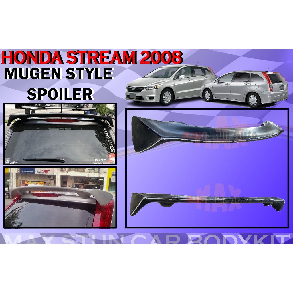 HONDA STREAM 2008 & ABOVE MUGEN STYLE SPOILER MATERIAL FIBER UNPAINT ...