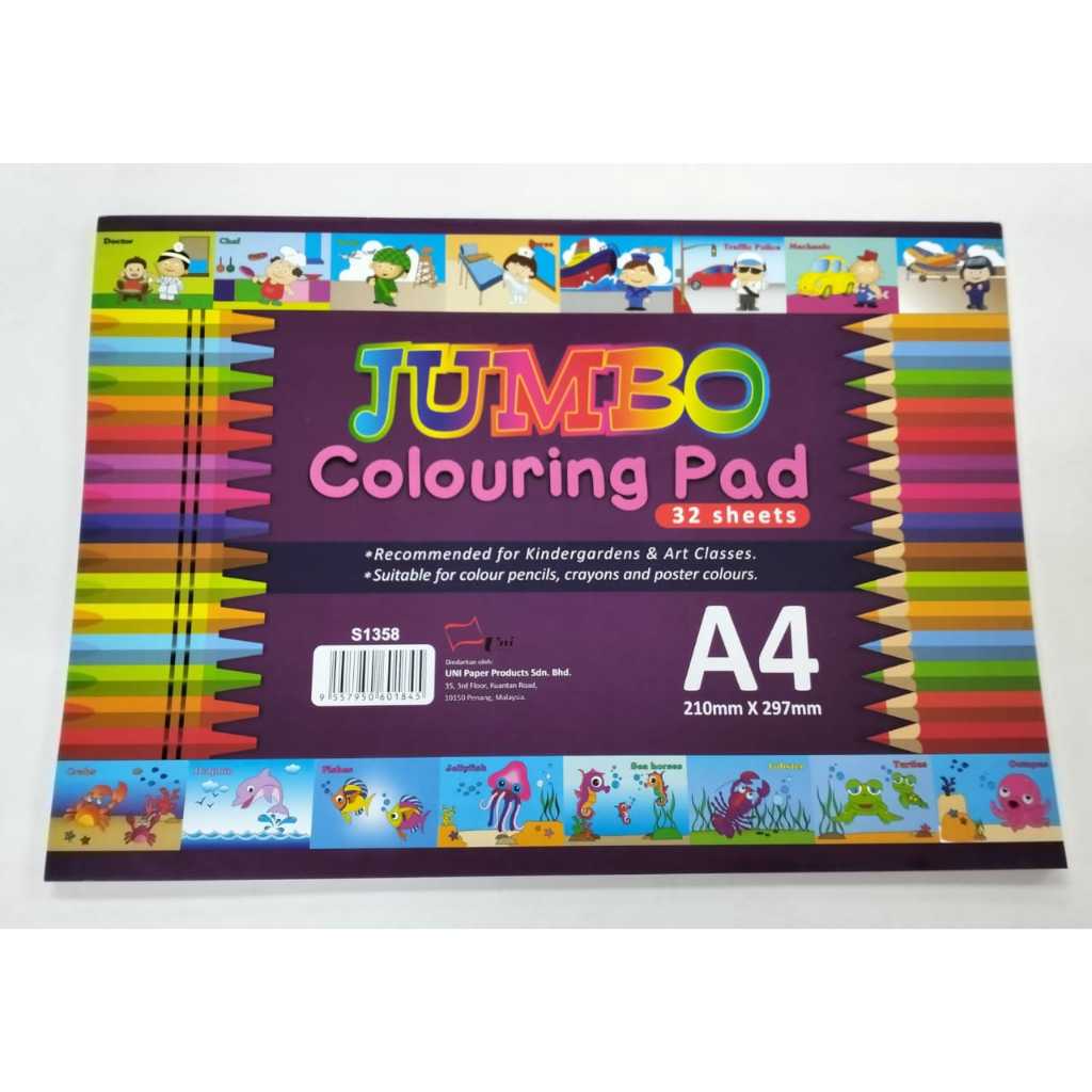 UNI JUMBO COLOURING PAD A4-32'S | Shopee Malaysia