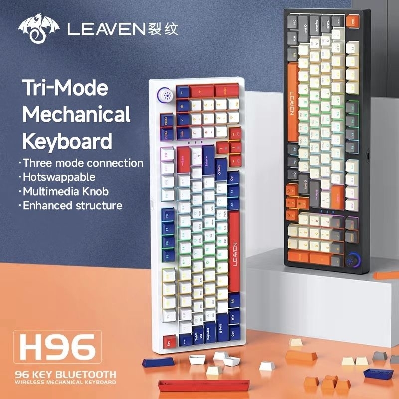 Leaven H96 Tri-mode 98% Mechanical Keyboard Gaming keyboard bluetooth ...