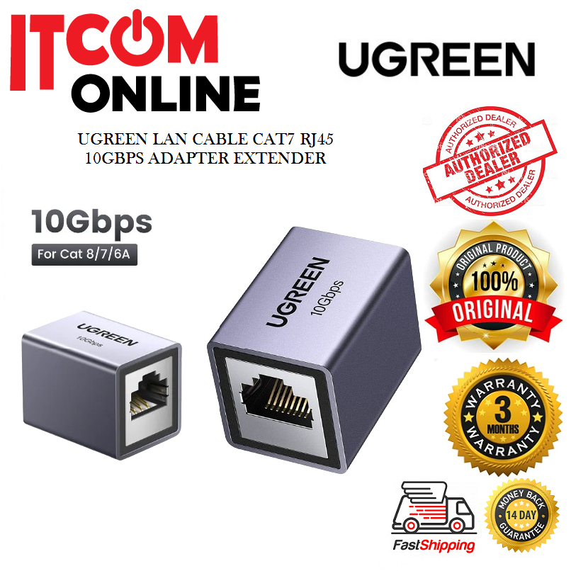UGREEN CAT7 RJ45 10GBPS CABLE LAN EXTENDER ADAPTER (UG-15117) GREY ...