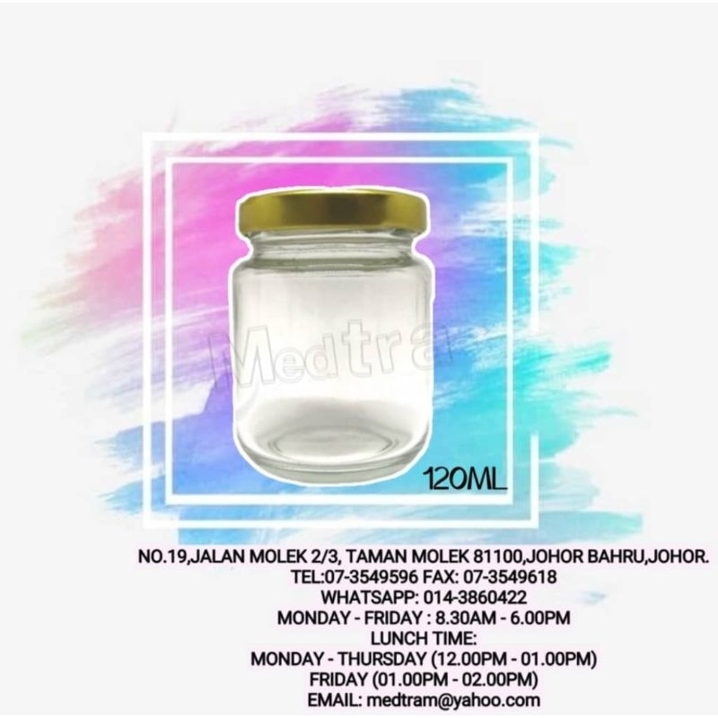120ML Clear Round Glass Jar With Gold Metal Cap / Sambal Jar / Kaca Botol | Shopee Malaysia