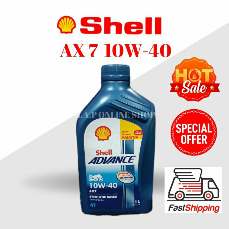Shell Advance 4T AX7 10W40 Synthetic Based 1 Litter Engine Oil Minyak ...