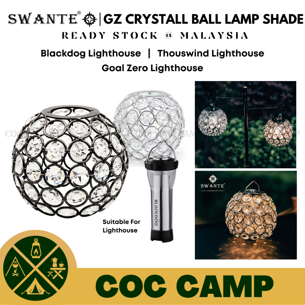 Swante Crystal Ball Lamp Shade Lantern Camping Outdoor Lampshade Light ...