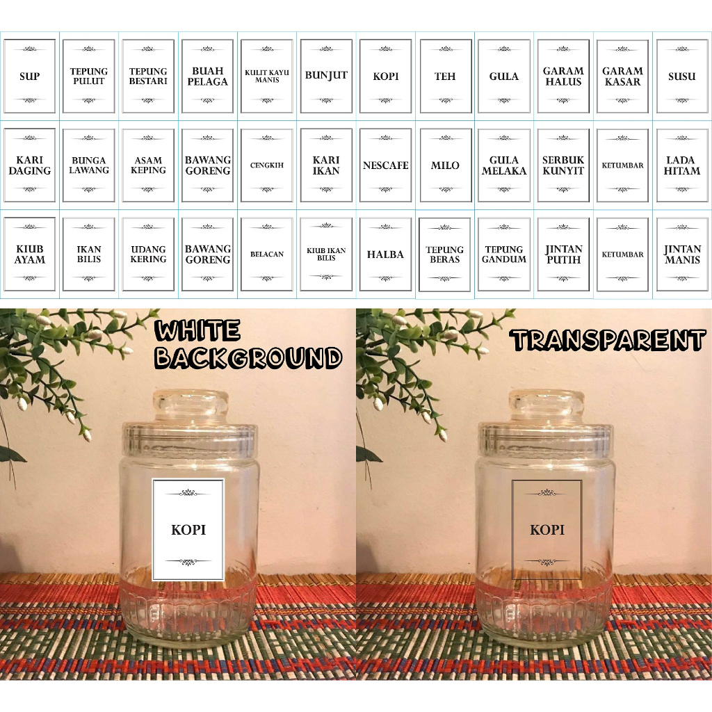 CFS627 36X pcs Modern Minimalist Label Stiker Dapur Kitchen Sticker ...