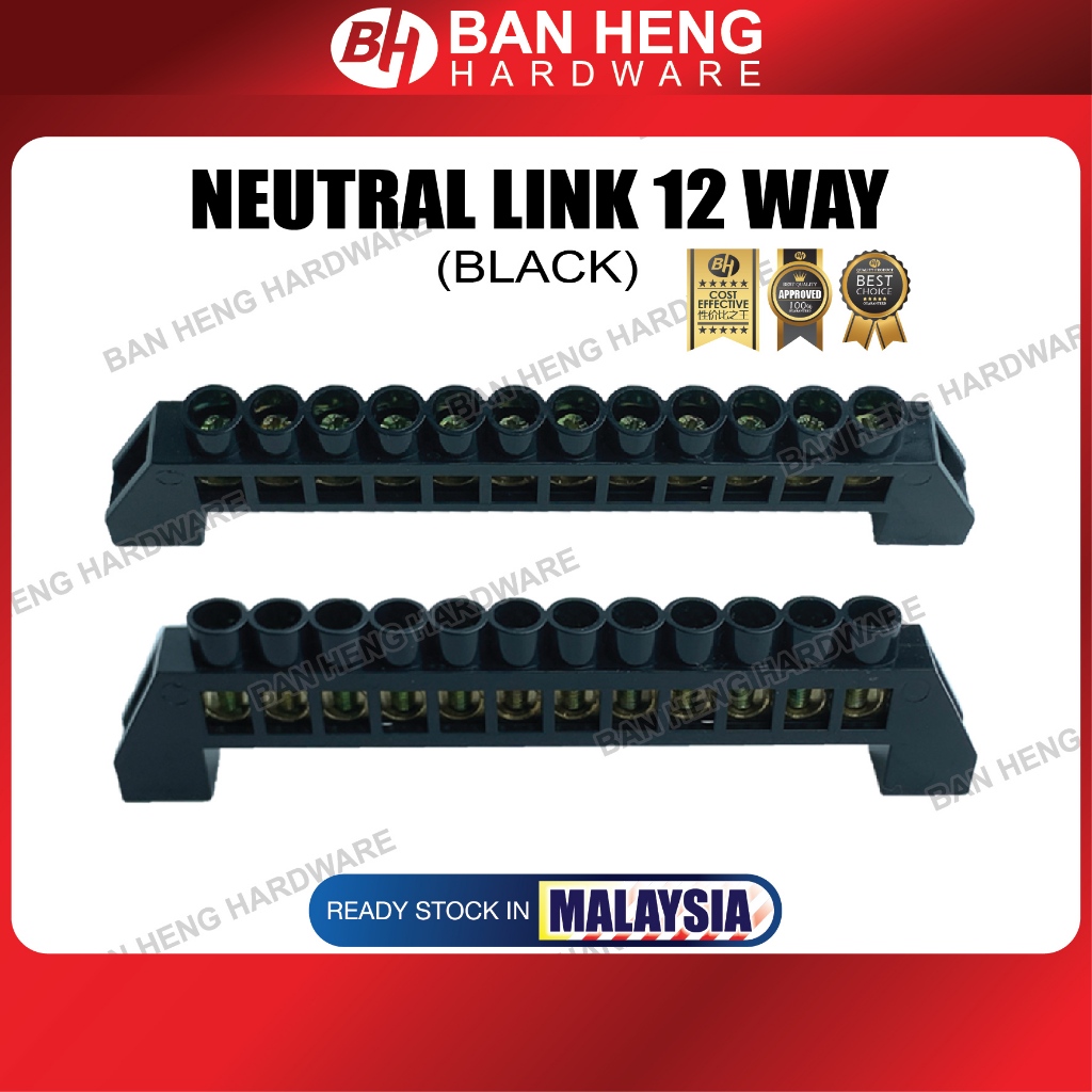 INSULATED NEUTRAL LINK AND EARTH LINK BAR 12 WAY BLACK | Shopee Malaysia