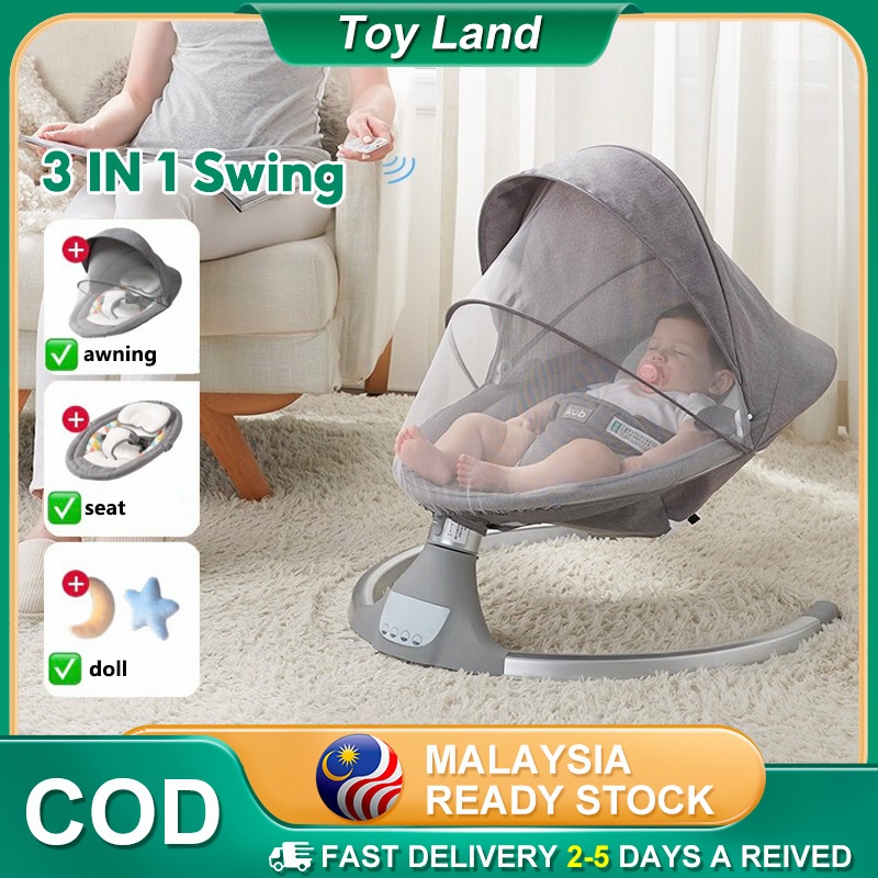 COD Newborn Baby Auto Swing Leaf Cradle Bouncer Electric Baby Rocker ...