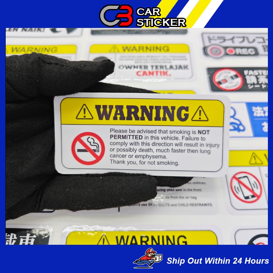WARNING NO SMOKING CAR INTERIOR STICKER / W103 | Shopee Malaysia
