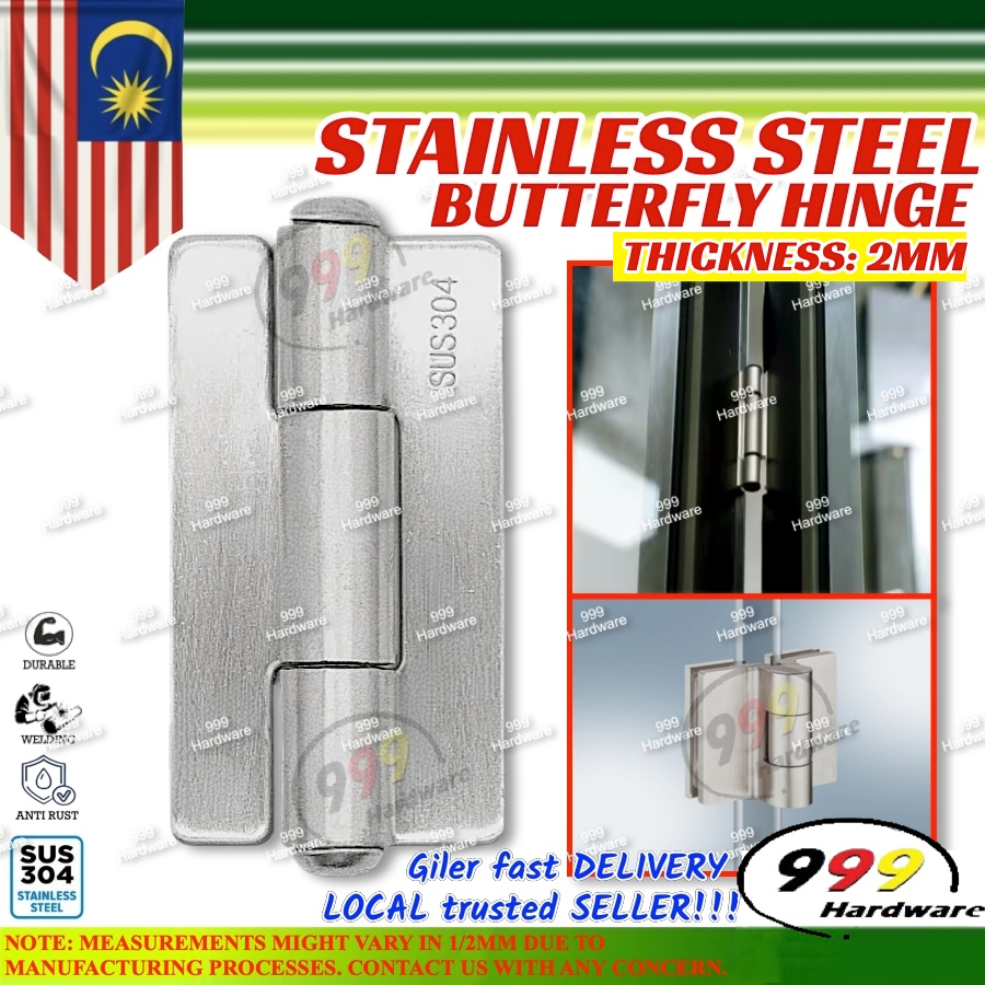 999 STAINLESS STEEL BUTTERFLY HINGES THICK-2mm / BUTT HINGE / FLAT ...