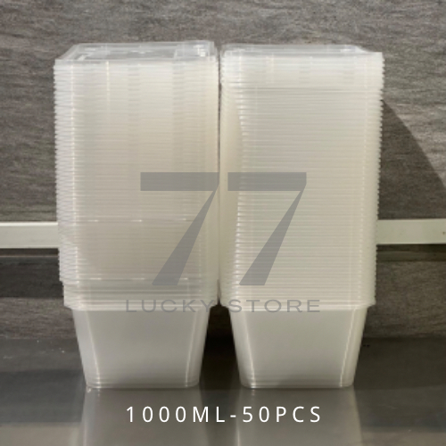 1000ml Rectangular Plastic Food Container Disposable Bekas Makanan ...