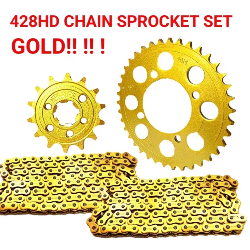 SM110 120L 428 SPROCKET SET GOLD HTM 428 CHAIN SPROCKET SET SM SPORT 110 | Shopee Malaysia