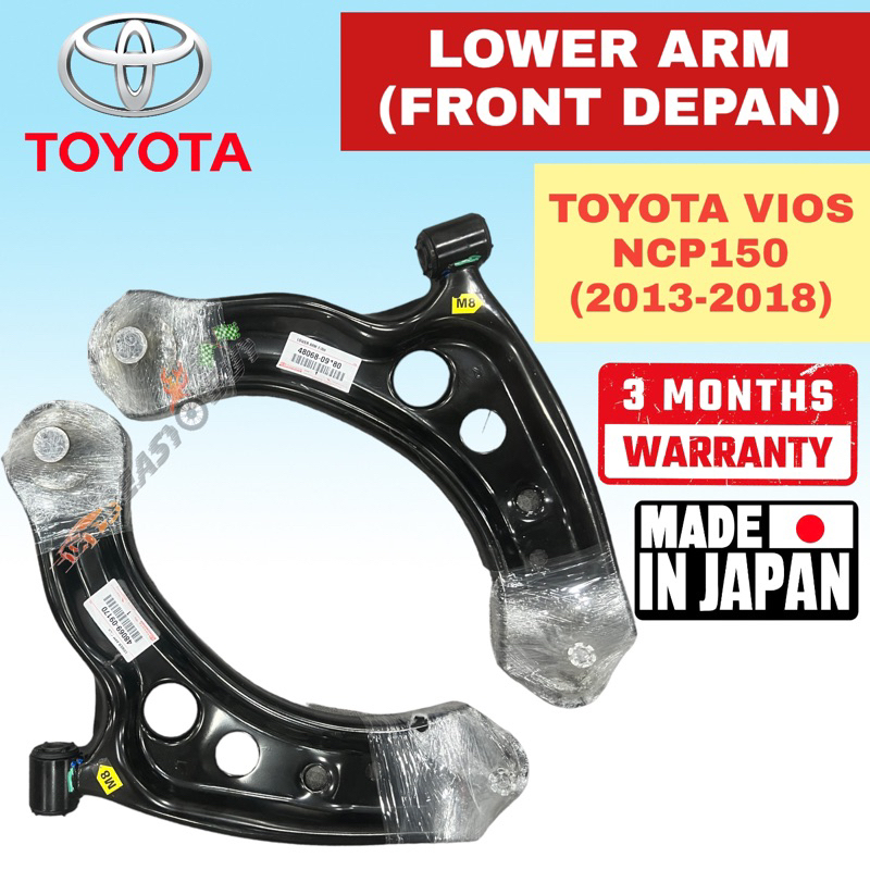 ORIGINAL JAPAN TOYOTA LOWER ARM (FRONT DEPAN) - TOYOTA VIOS NCP150 (2013-2018) 48068-09180 48069 ...