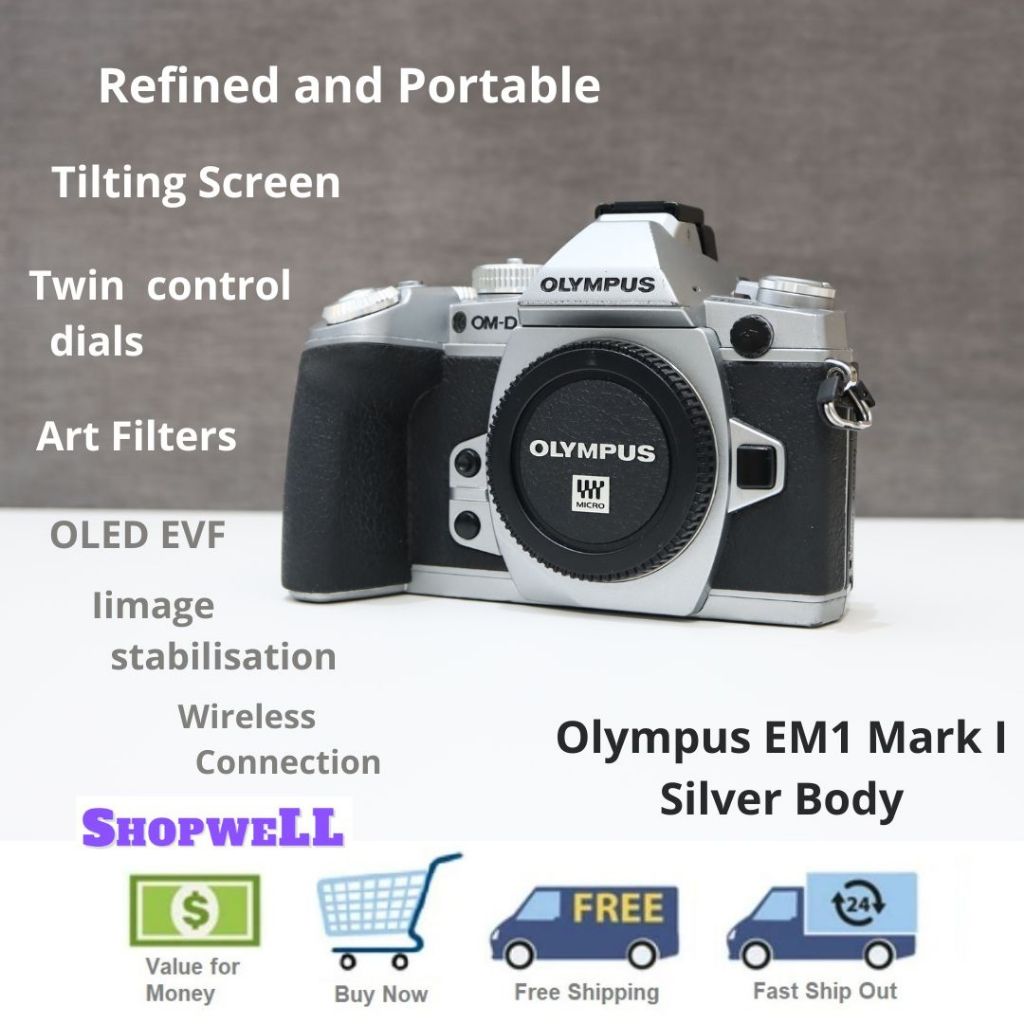 Olympus EM1 E-M1 Mark 1 Silver Body Only - Used Mirrorless Camera ...