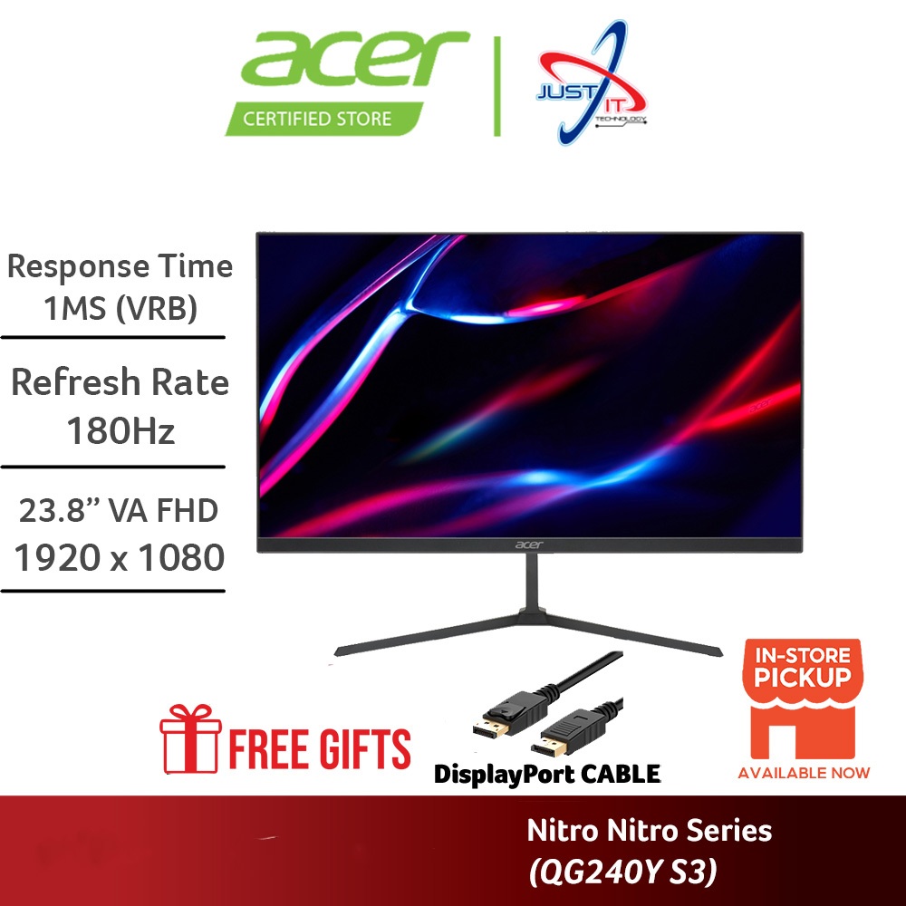 ACER NITRO QG270 S3 (27")**(OPEN UNIT)** GAMING MONITOR ( VA FHD / 1MS ...