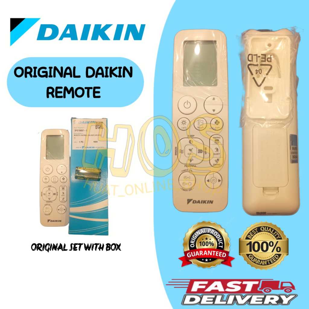 ORIGINAL DAIKIN REMOTE CONTROL 3P519687-1 FTV28A FTV30A FTV50A FTV60A ...