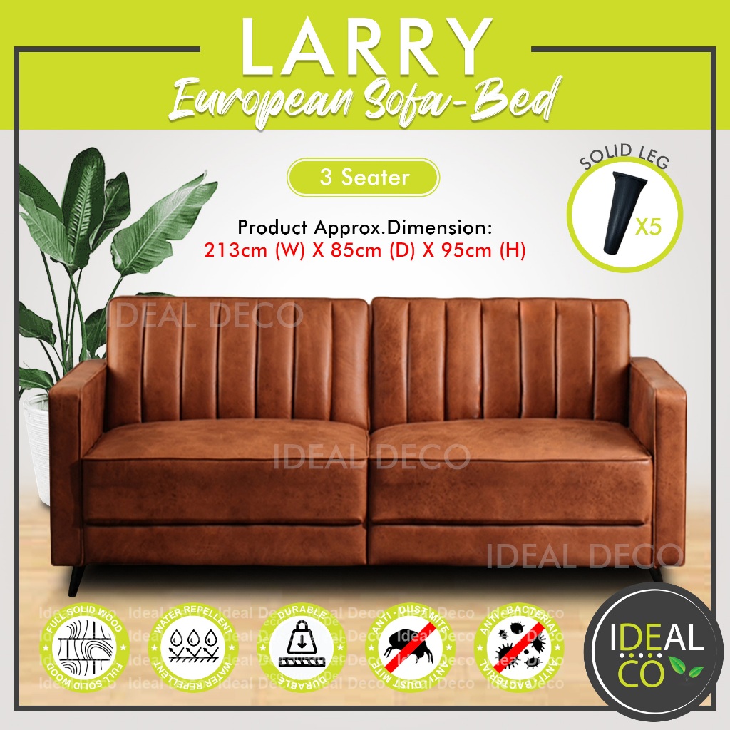 (Free Delivery) Larry Sofa Bed : Leather Look Fabric Full Solid Wood ...