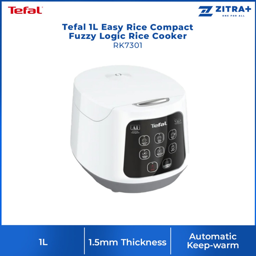 Tefal 1L Easy Rice Compact Fuzzy Logic Rice Cooker RK7301| AI Smart Cooking Technology | Optimal ...