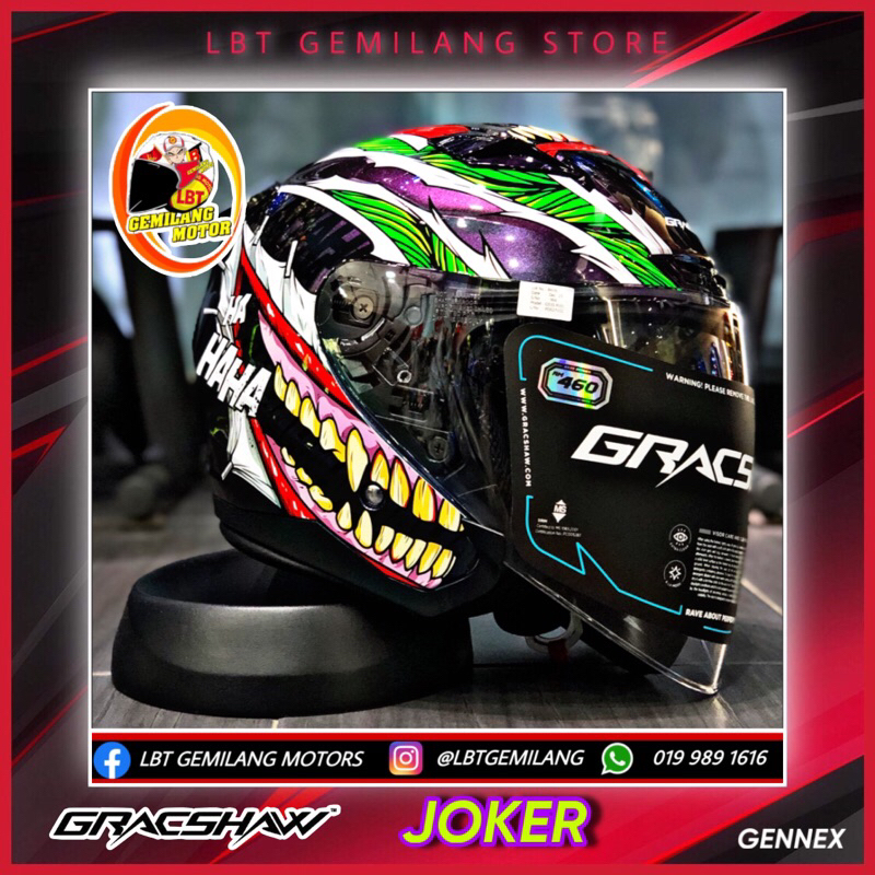 GRACSHAW Helmets GENNEX [JOKER] Gracshaw X DC | Shopee Malaysia