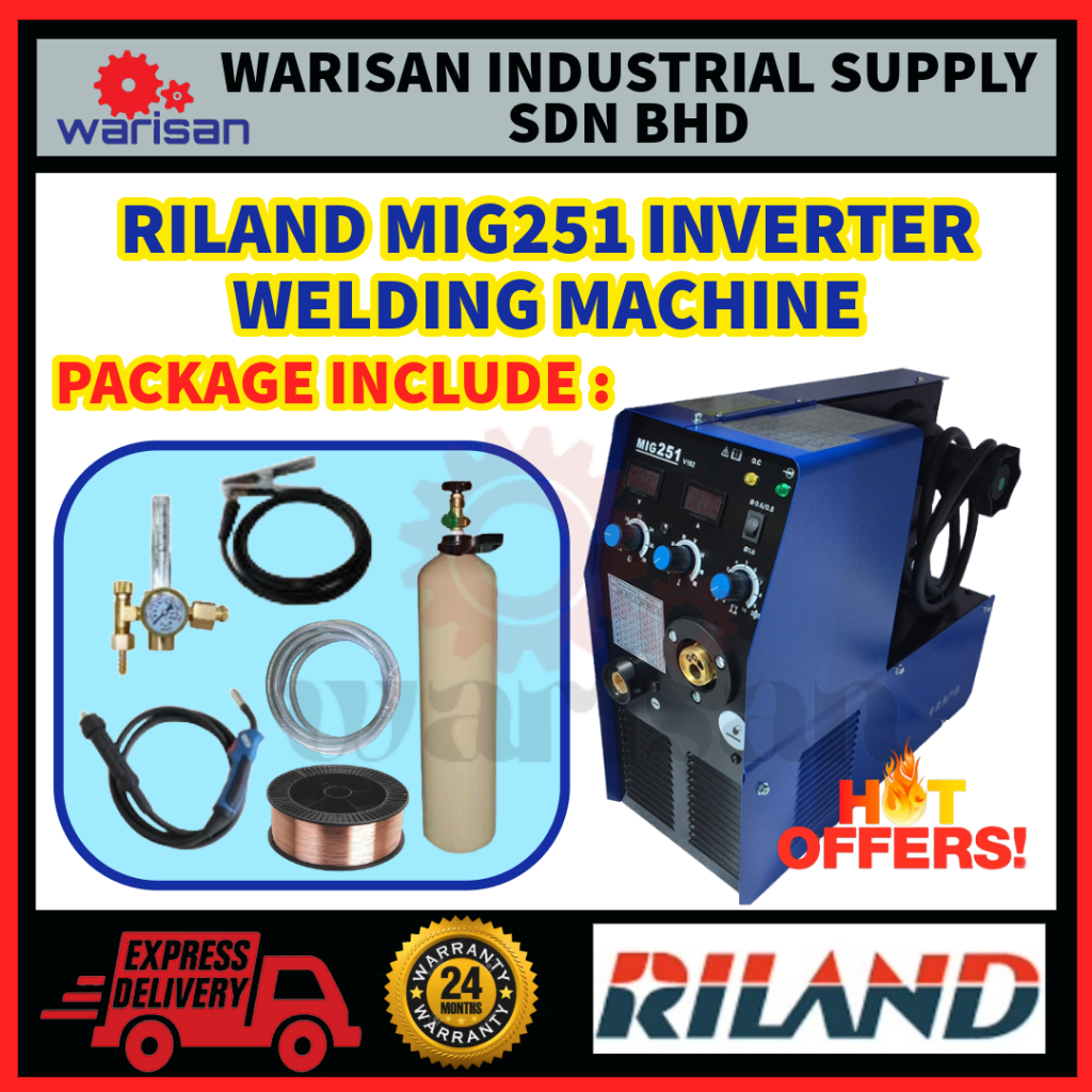 Riland MIG 251 Inverter Welding Machine 220A c/w CO2 Gas Set | Shopee ...