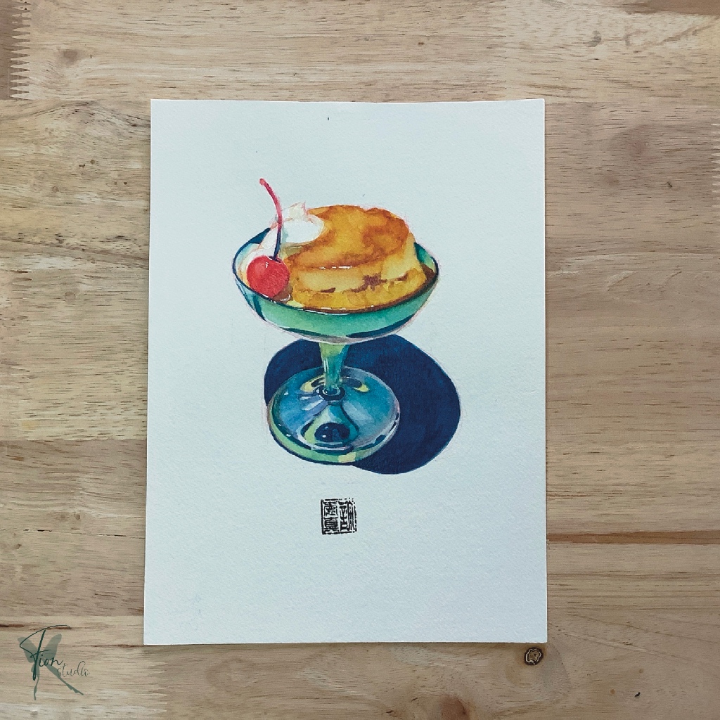 Original Artwork | Pudding | Home Cafe Wall Decoration | Watercolor Art ...