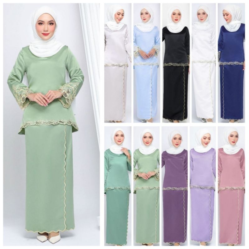 Kurung Satin Sulam Eksklusif Qamar. 1252 Qamar Kurung Moden Satin Fishtail. Kurung Kedah! Baju ...