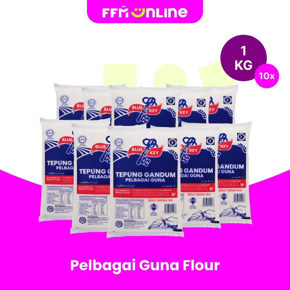 [CARTON] Blue Key Pelbagai Guna Flour 1kg x 10's | Shopee Malaysia