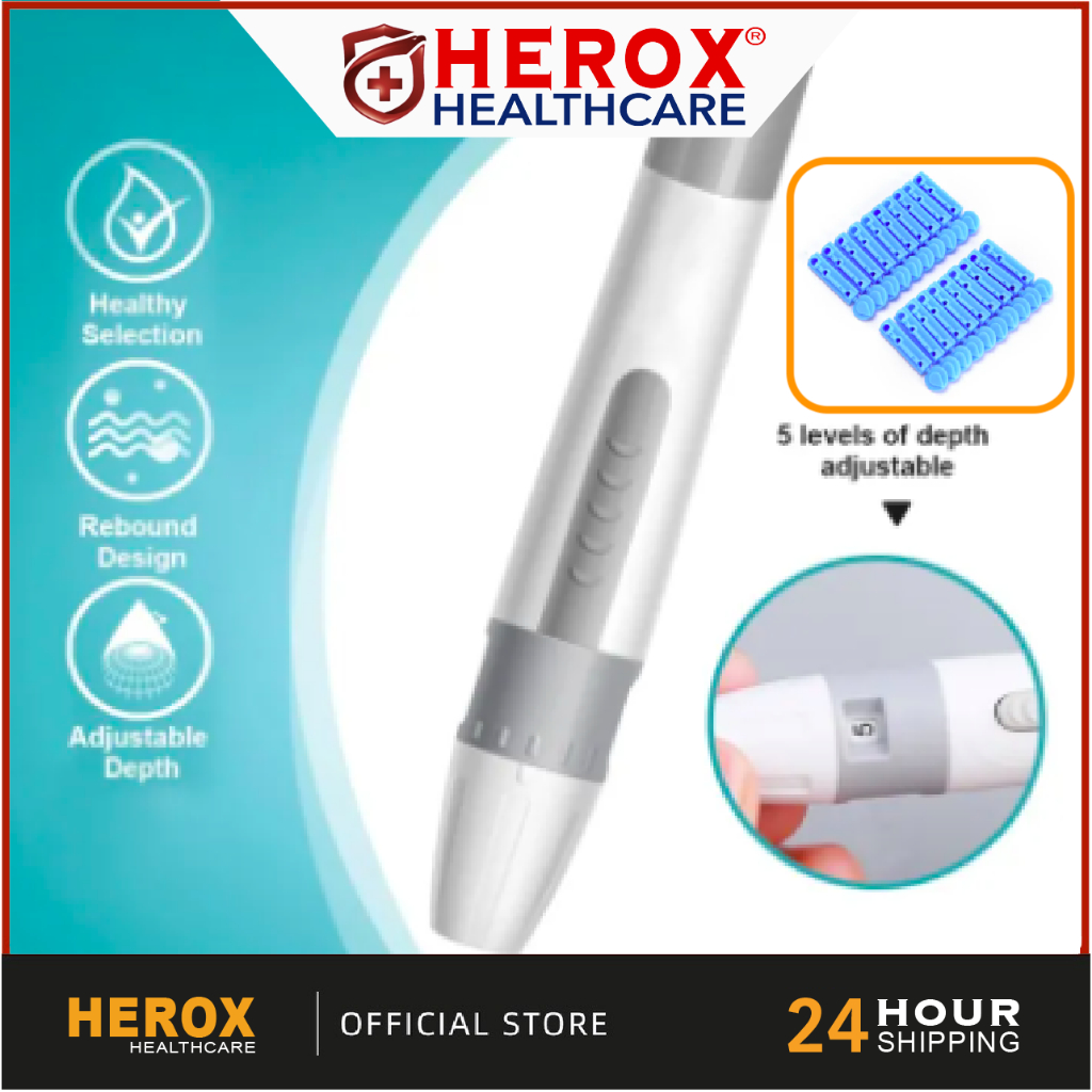 HEROX 5 Tiers FREE 50PCS FULL SET Painless Lancet Pen Lancing Device ...