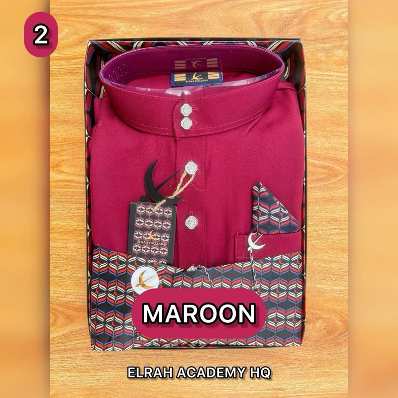 Baju Melayu Elrah Exclusive ULTIMATE 2.0 MAROON 2024 | Shopee Malaysia