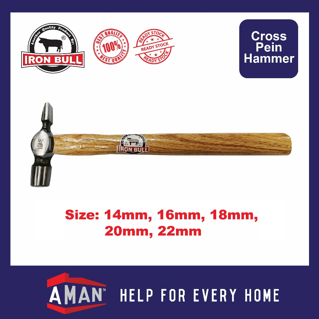 IRON BULL Cross Pein Hammer Wiring Hammer Wooden Handle Hand Tools ...